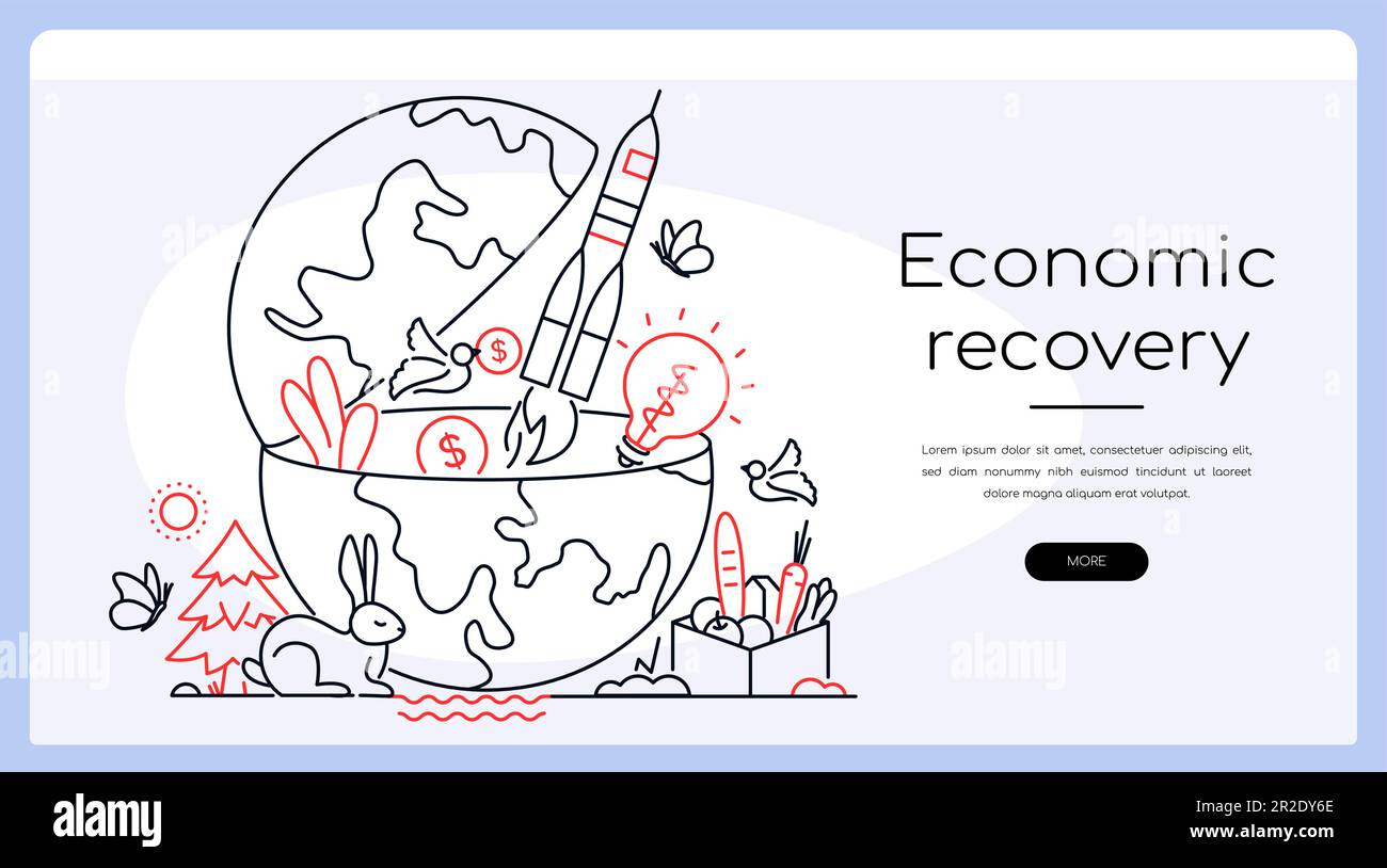 Economic recovery - modern colorful line design style banner Stock ...