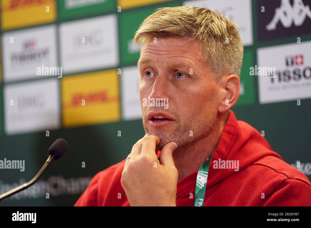 La Rochelle head coach Ronan O'Gara during a press conference at Aviva ...