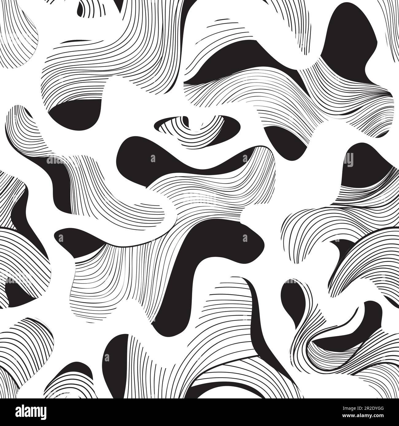 Abstract swirl line seamless pattern with chaotic flowing organic ...