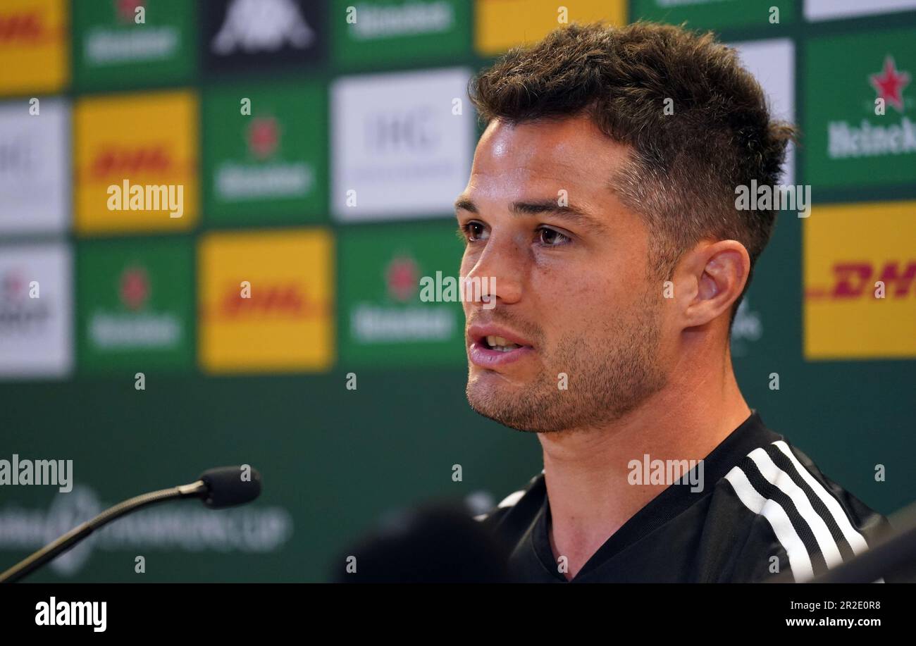 La Rochelle's Brice Dulin during a press conference at Aviva Stadium ...