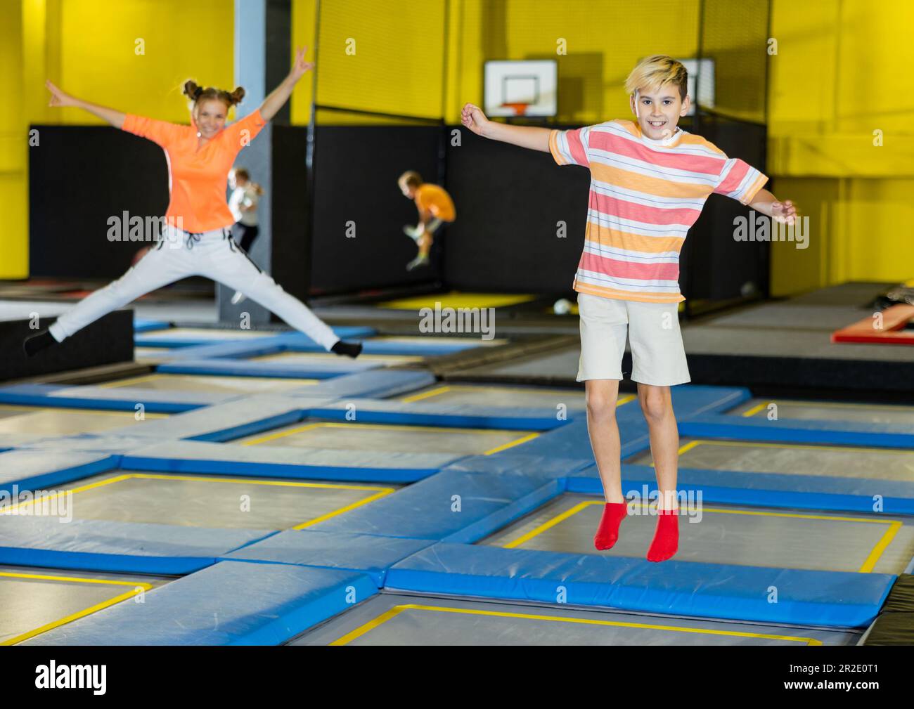 Boy preteen trampoline hi-res stock photography and images - Alamy