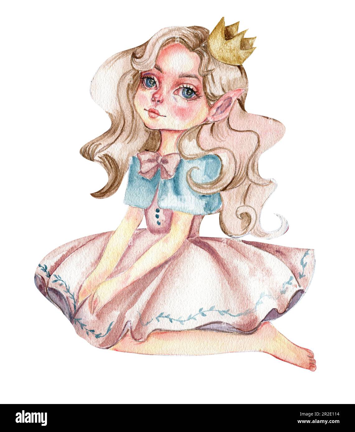 Flower fairy, little princess dressed in pink flower illustration. Cute ...