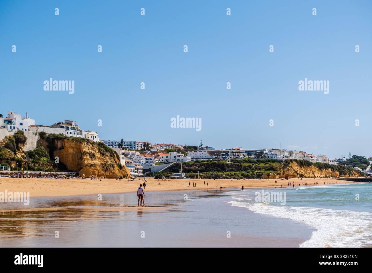 Awesome view of Albufeira Beach, panoramic view, blue sky , turistic ...