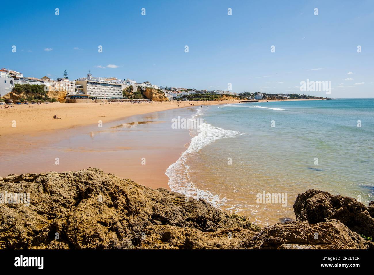 Awesome view of Albufeira Beach, panoramic view, blue sky , turistic ...