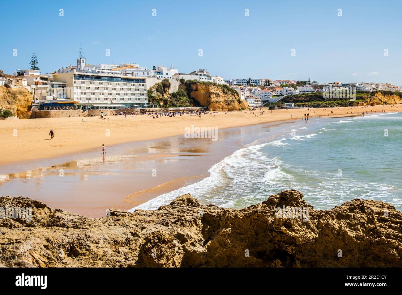 Awesome view of Albufeira Beach, panoramic view, blue sky , turistic ...