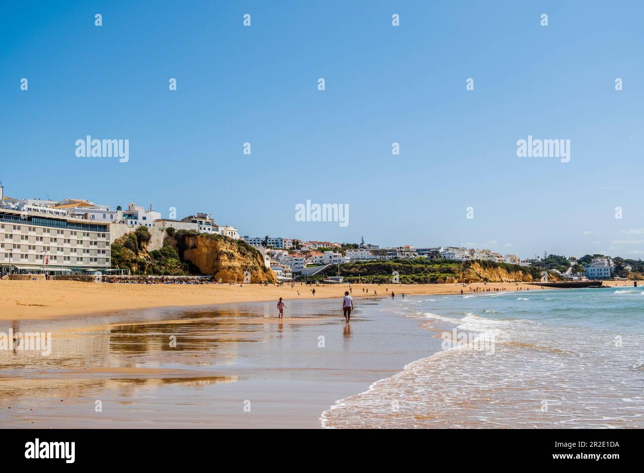 Awesome view of Albufeira Beach, panoramic view, blue sky , turistic ...