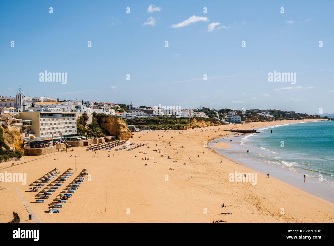 Awesome view of Albufeira Beach, panoramic view, blue sky , turistic ...