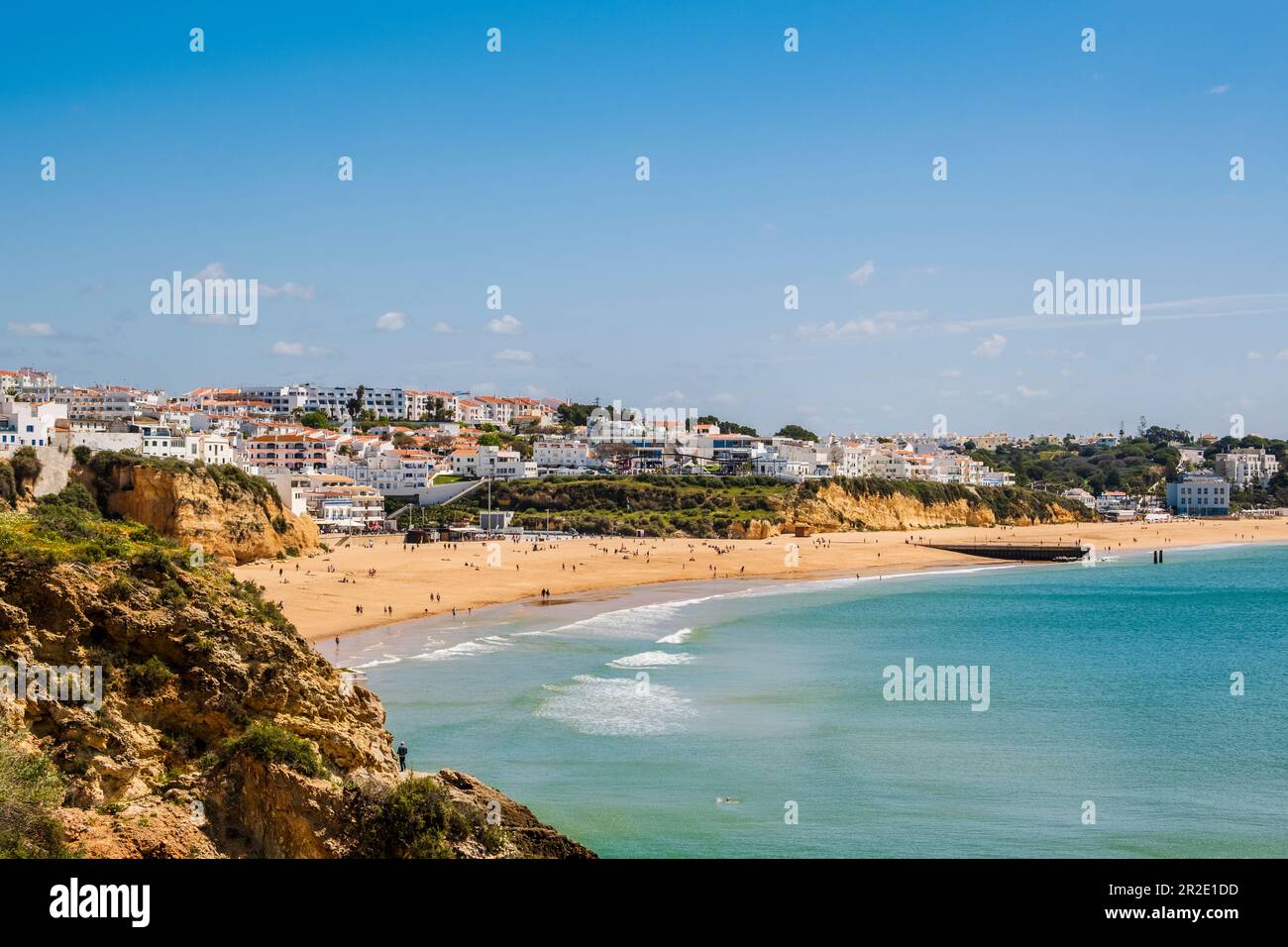 Awesome view of Albufeira Beach, panoramic view, blue sky , turistic ...