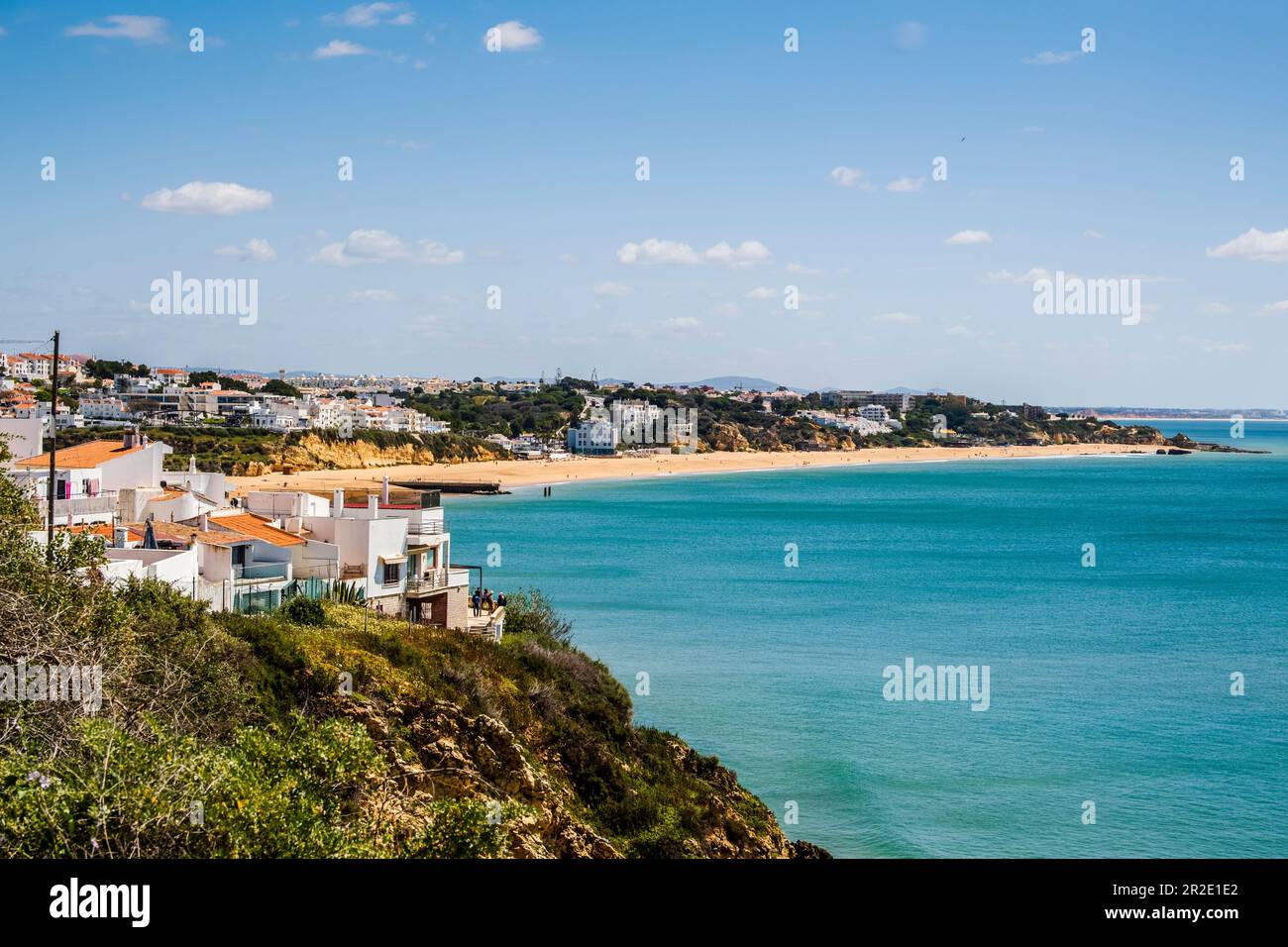 Awesome view of Albufeira Beach, panoramic view, blue sky , turistic ...