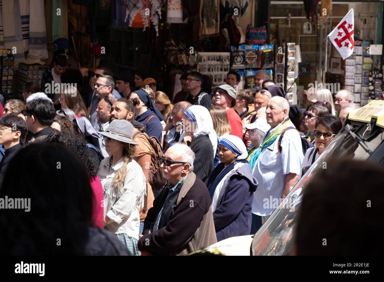 Jerusalem, Israel - 10 April, 2023. Crowd of tourists and pilgrims ...