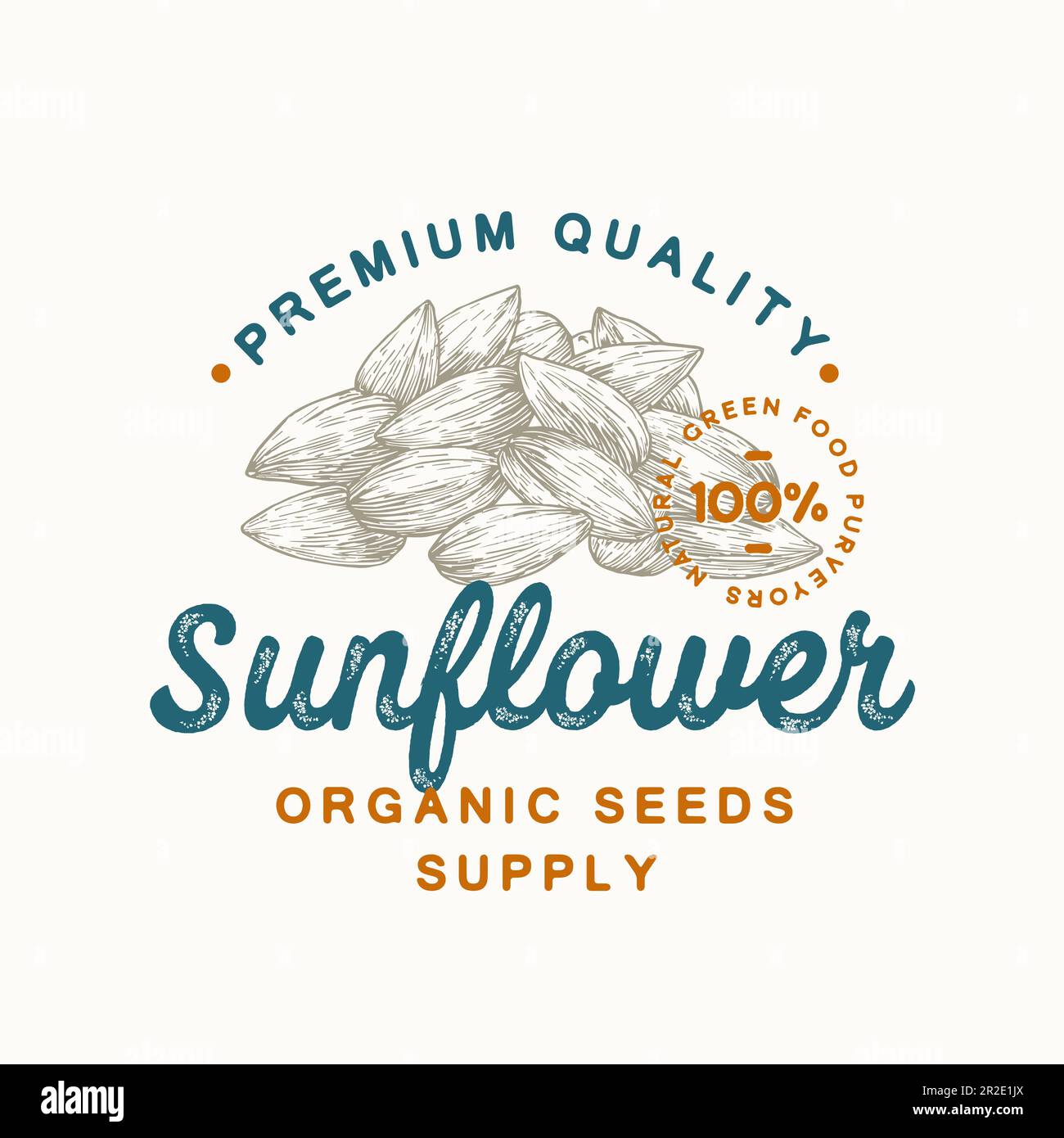 Sunflower Seeds Retro Vector Logo Template. Hand Drawn Sketch Seeds ...