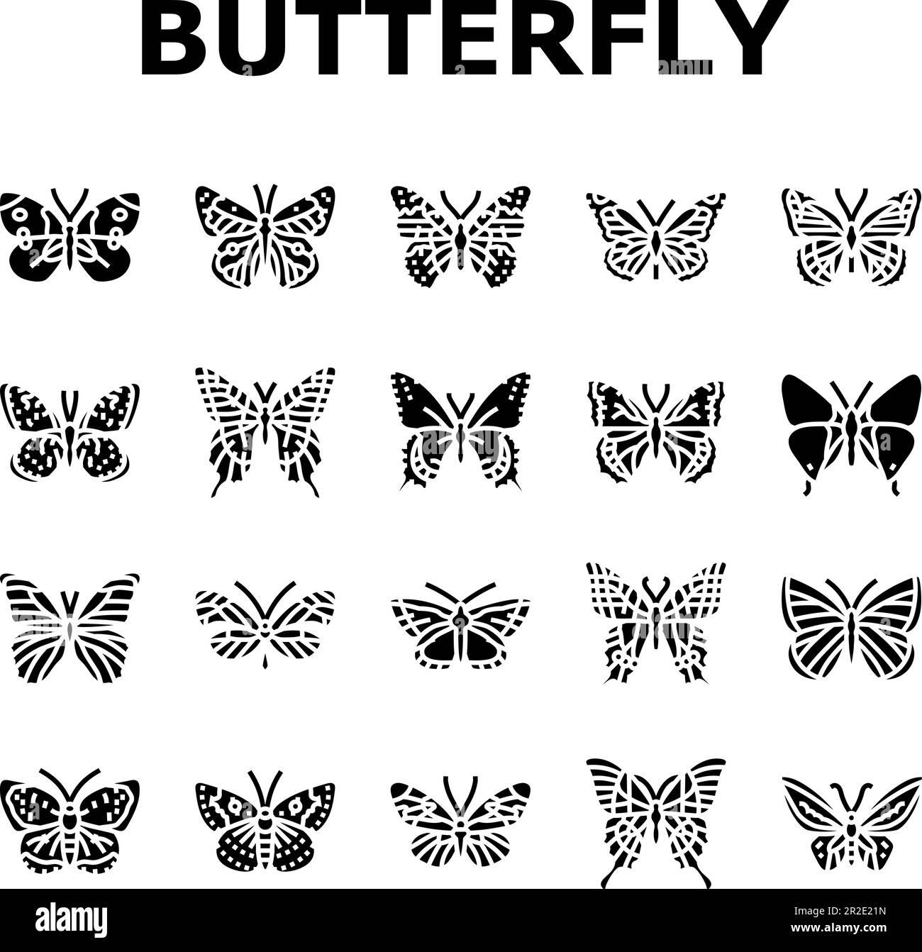 butterfly summer spring insect icons set vector Stock Vector Image ...