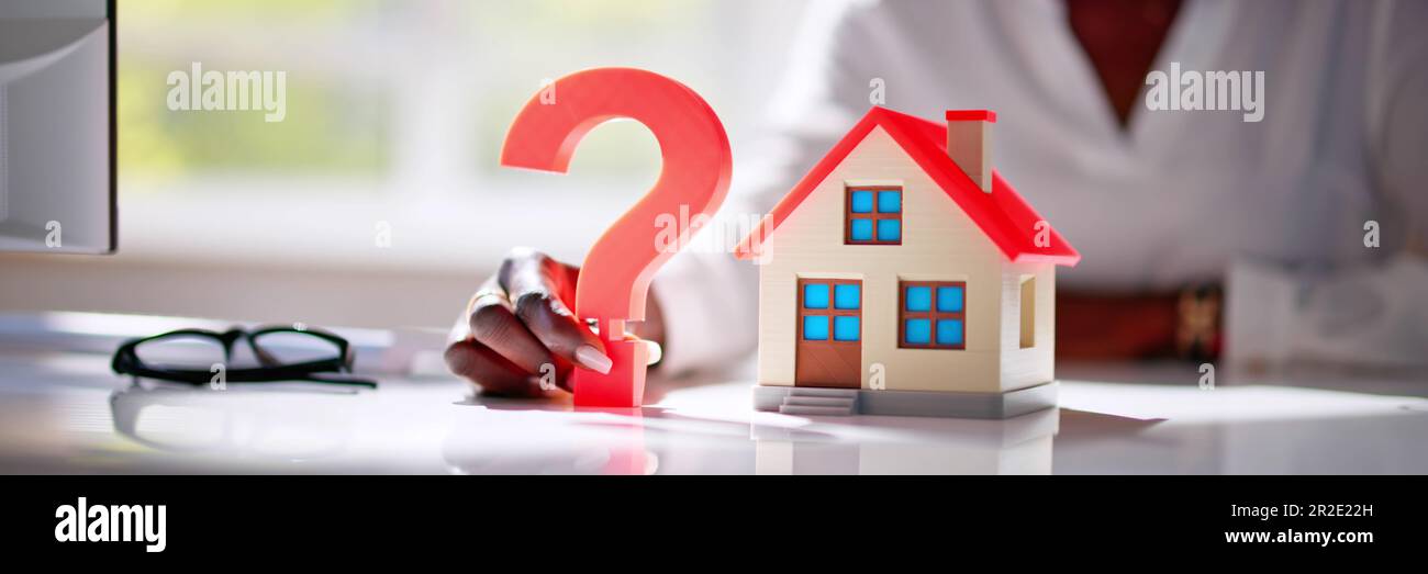 Real Estate House Question Mark And Mortgage Confusion Stock Photo - Alamy