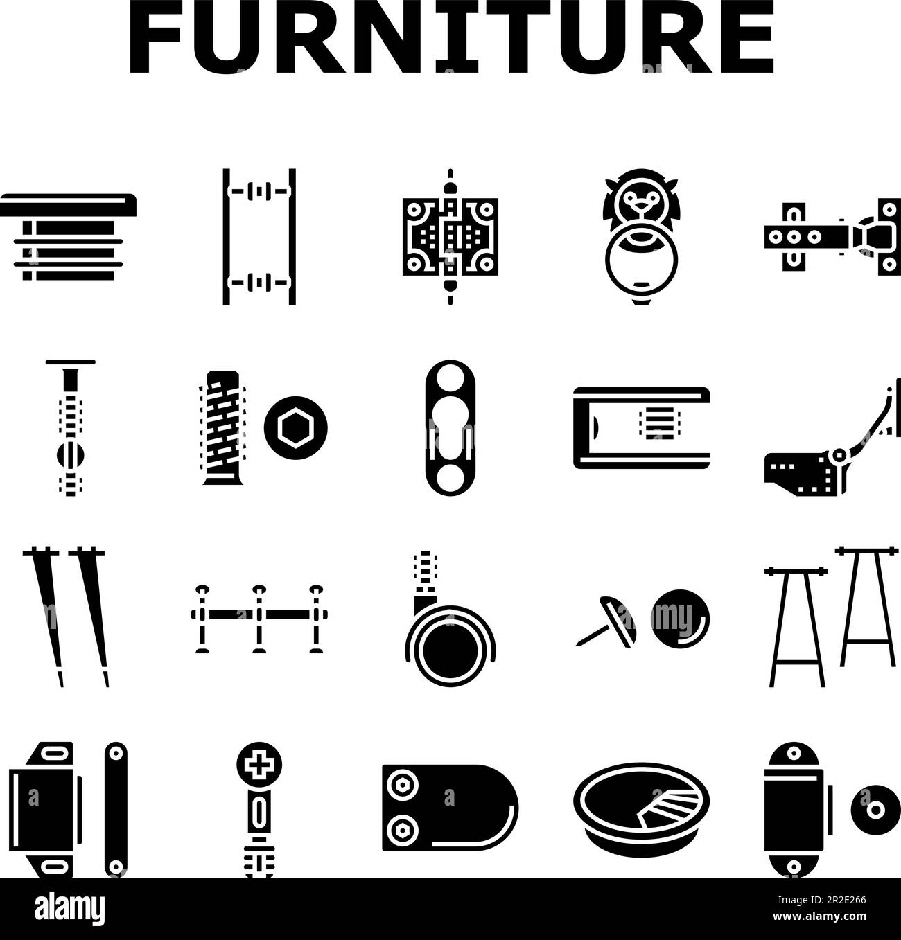 hardware furniture detail fitting icons set vector Stock Vector Image ...