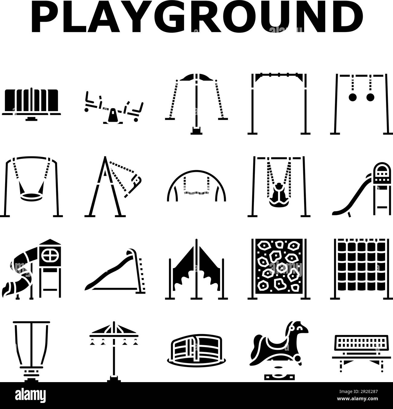 playground park outdoor play icons set vector Stock Vector Image & Art ...