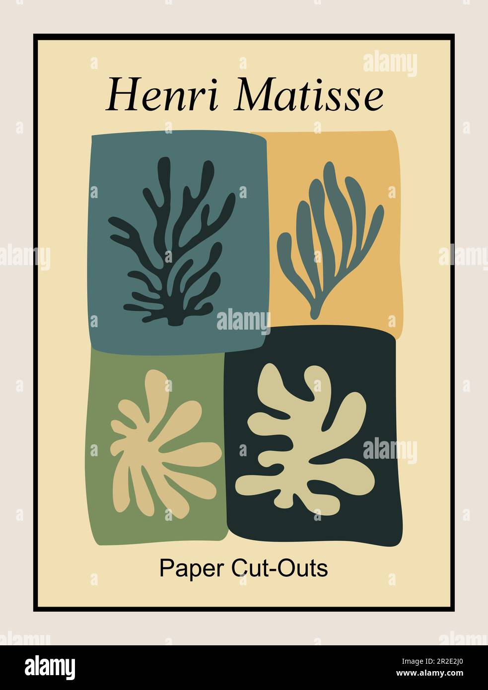 Abstract poster in modern sage green colors. Trendy Matisse inspired ...