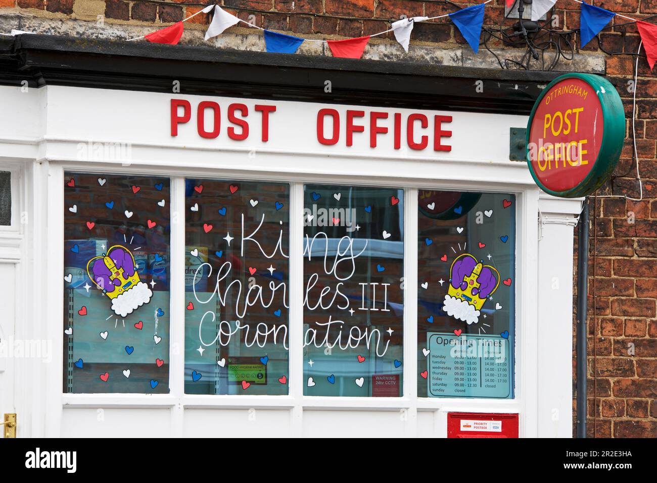 The facade of the Post Office in the village of Ottringham in East ...