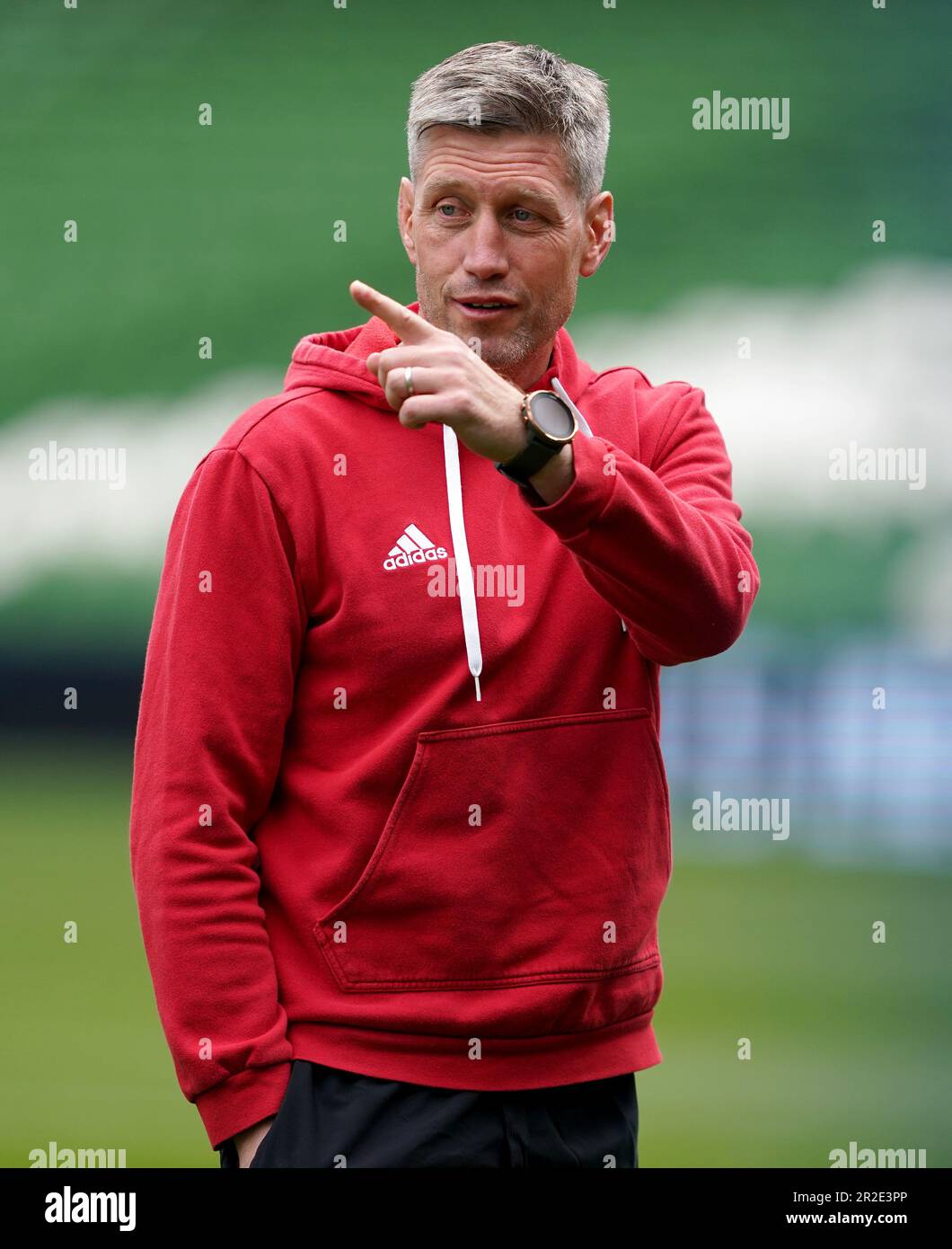 La Rochelle head coach Ronan O'Gara during the captain's run at Aviva ...