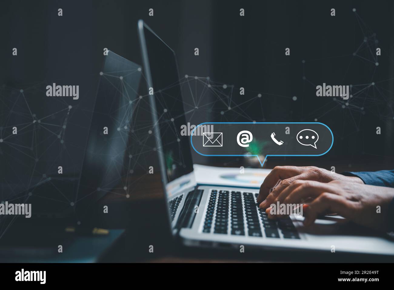 Customer support hotline contact us people connection concept. Web page ...