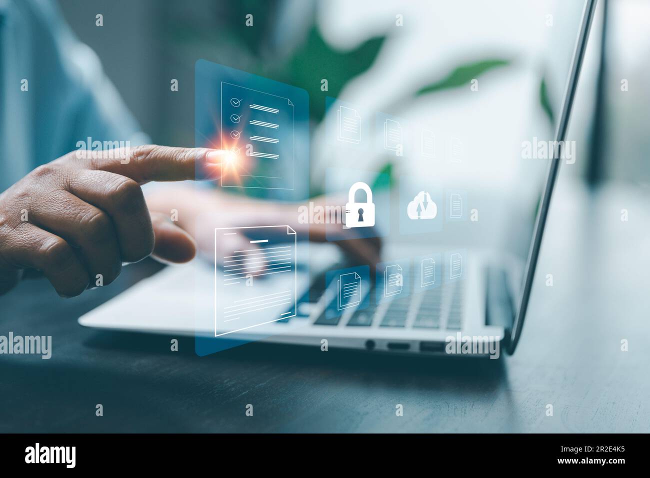 Concept of online document management technology. Businesspeople manage ... Concept of online document management technology. Businesspeople manage ...