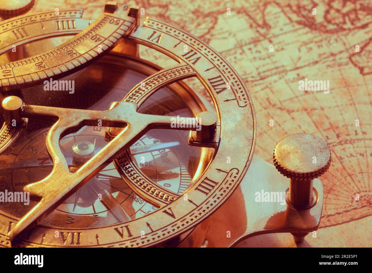 Old compass over ancient map Stock Photo - Alamy
