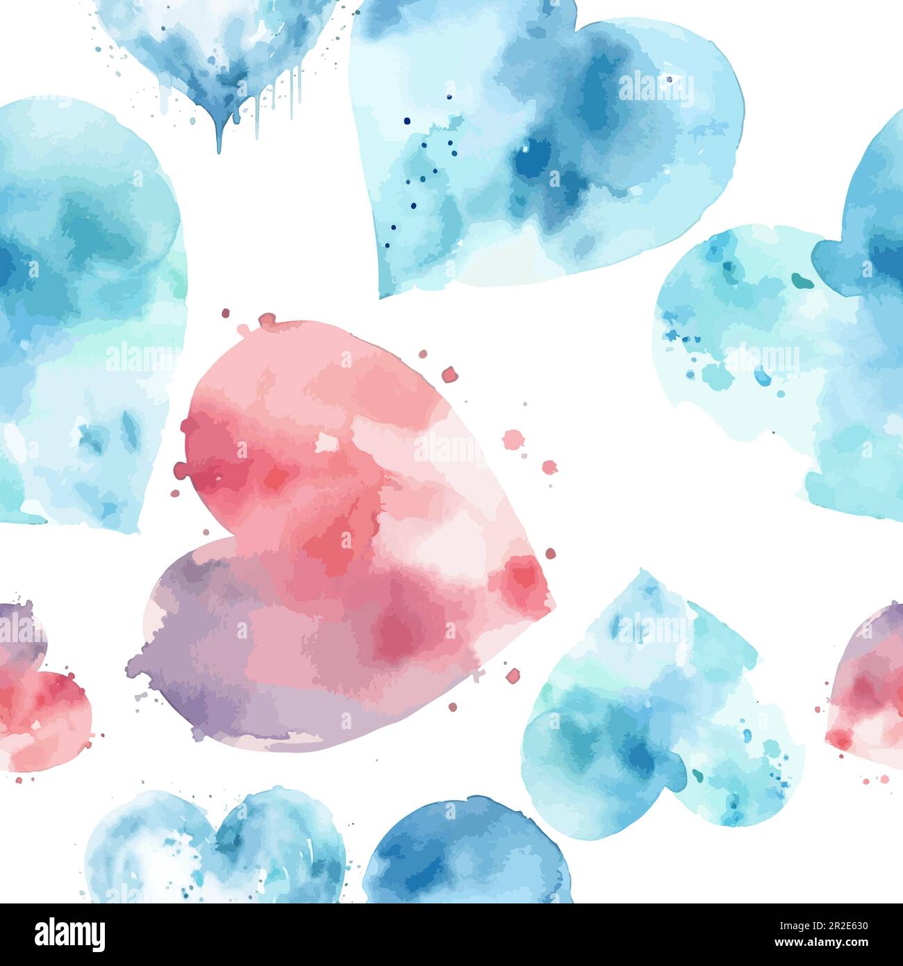 Watercolor hearts. seamless background. Vector illustration Stock ...
