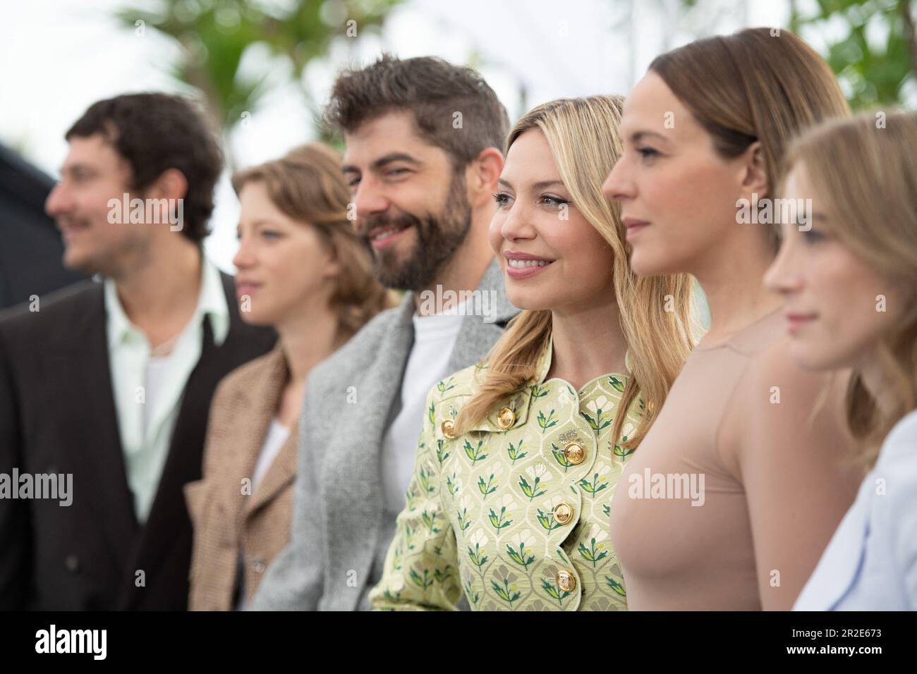 Cannes, France. 19th May, 2023. Guillaume Laurin, Lubna Playoust, Magalie Lepine Blondeau ...