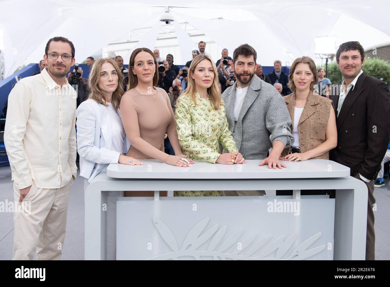 Cannes, France. 19th May, 2023. Francis-William Rheaume, Nancy Grant, Monia Chokri, Magalie ...