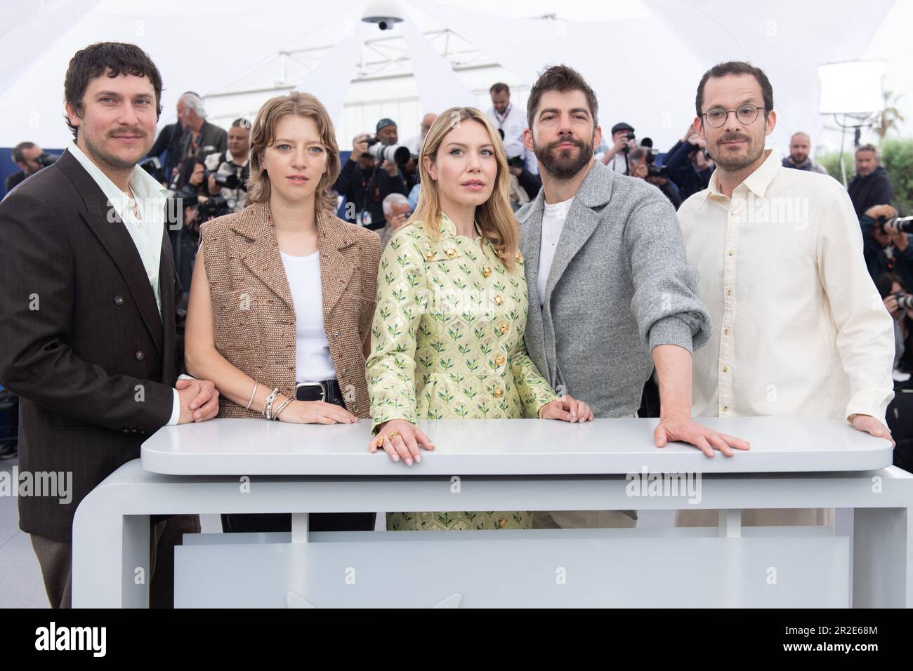 Cannes, France. 19th May, 2023. Guillaume Laurin, Lubna Playoust, Magalie Lepine Blondeau ...