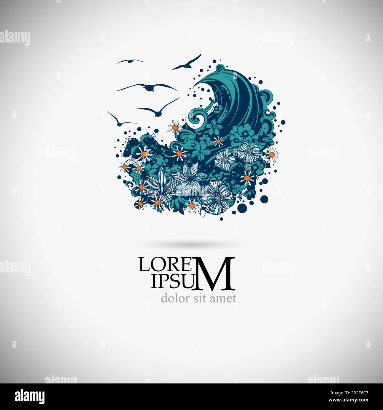 ocean natural logo. Abstraction logo sea and flowers. Vector ...