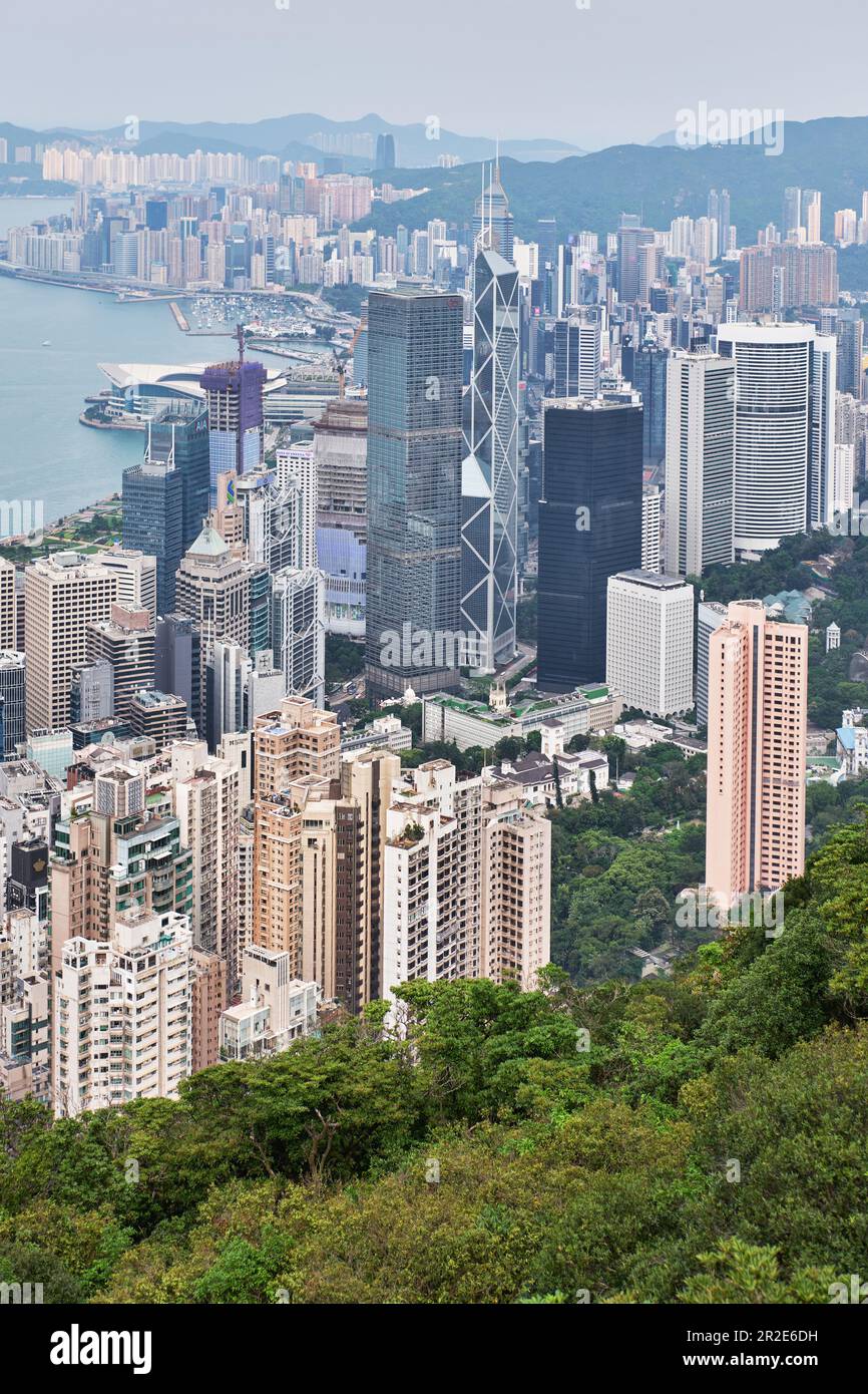 Hong Kong SAR, China - April 2023: Cityscape skyline seen from Lugard ...