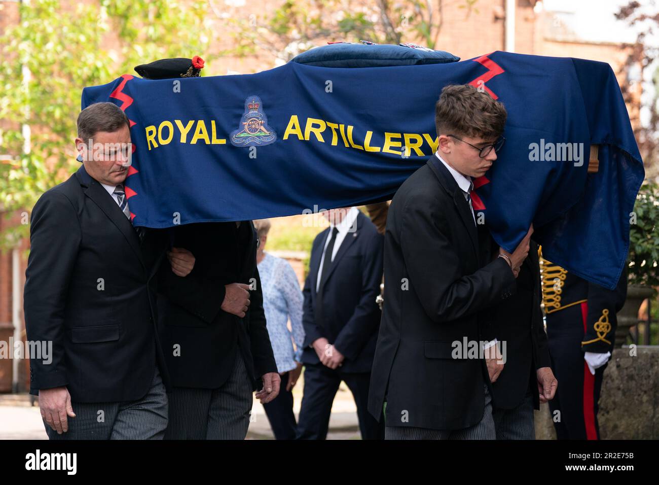 The coffin of D-Day veteran Joe Cattini is carried into St Edmund's ...
