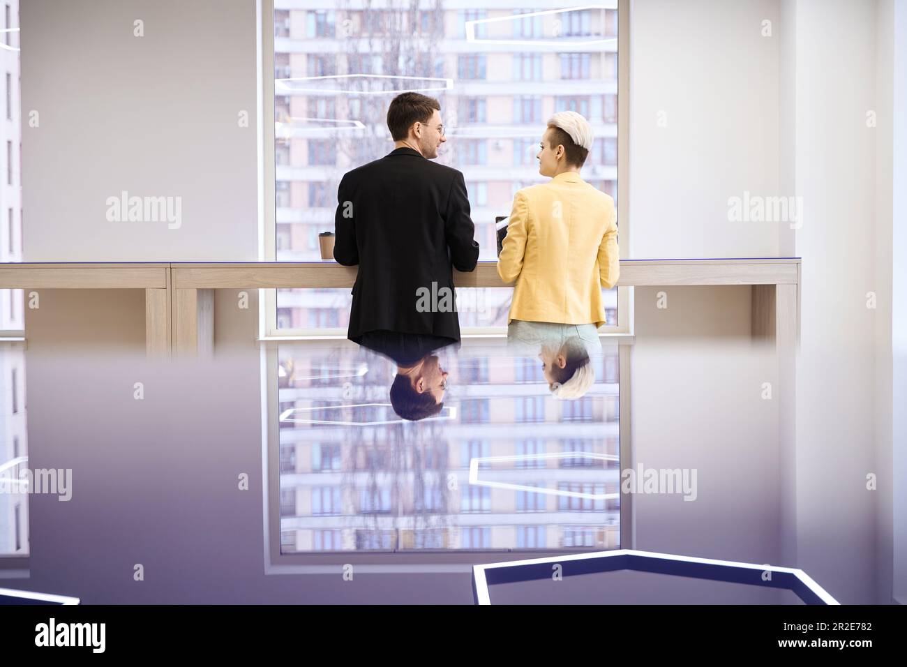 Team working on project at open space zone Stock Photo - Alamy