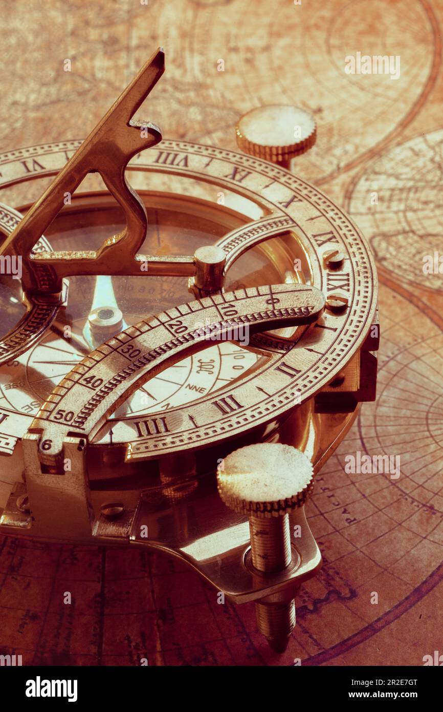 Old compass over ancient map Stock Photo - Alamy