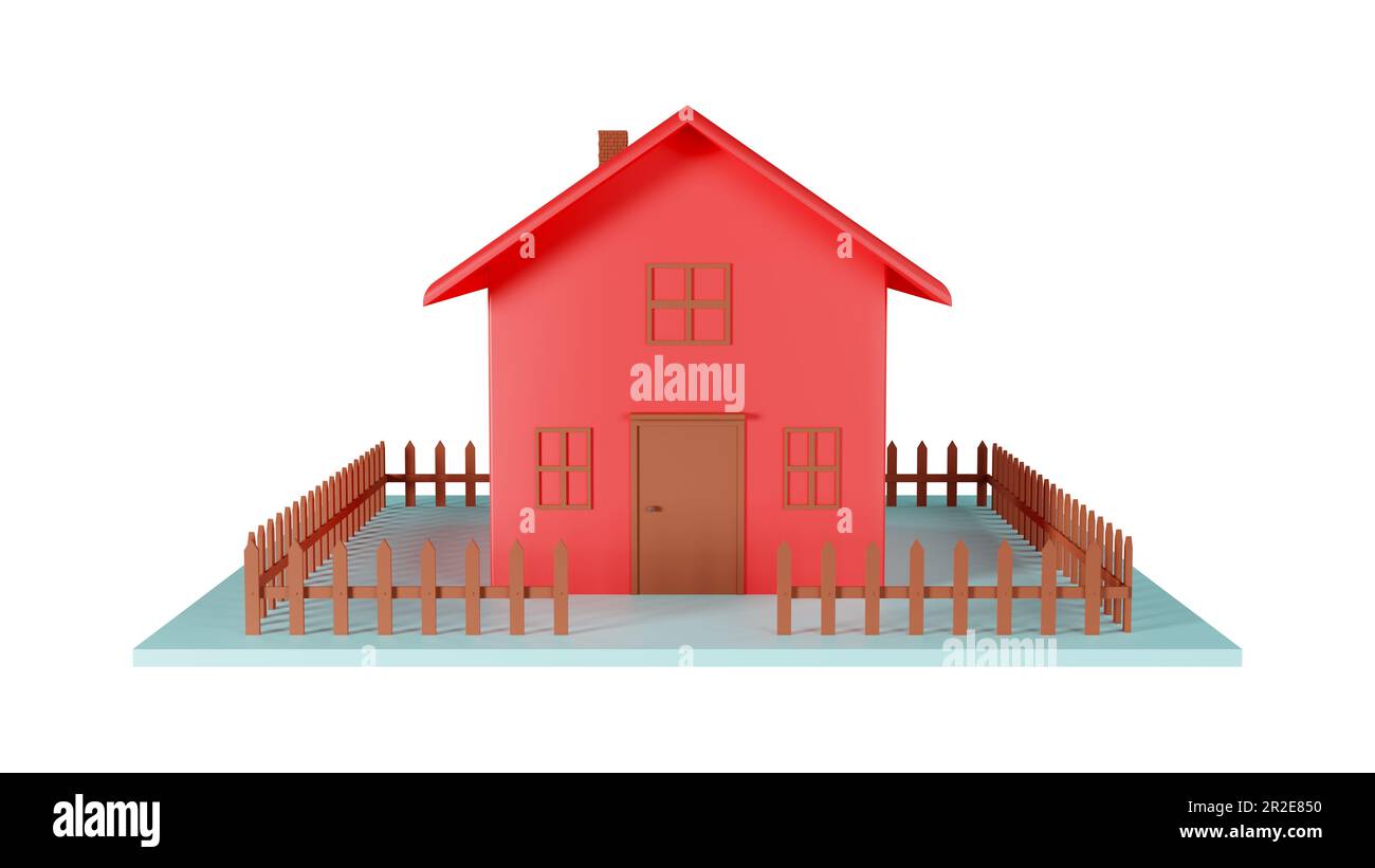 3d rendering Home on white background illustration Stock Photo - Alamy