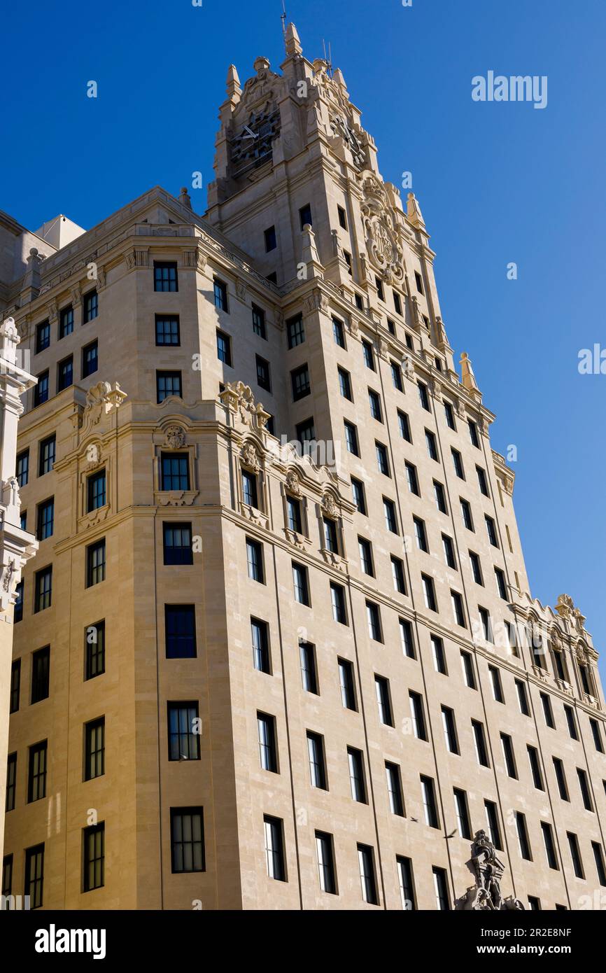 Spain, Madrid, The Telefonica Building, completed in 1930 at 89 meters ...