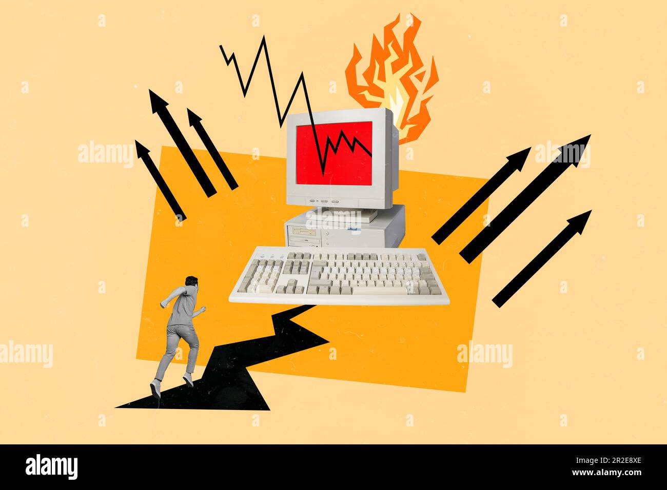 Magazine drawing image template collage of burning broken vintage ...