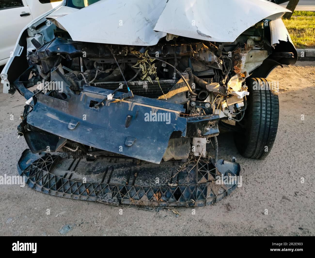 A cropped front view of a burned and abandoned rusty cars Stock Photo ...