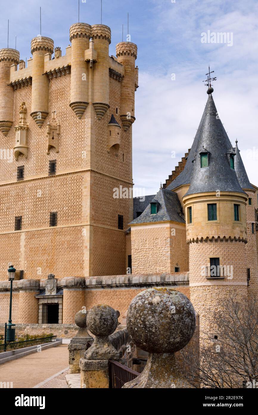 Spain, Segovia, Alcazar of Segovia "Segovia Castle" a medieval castle ...
