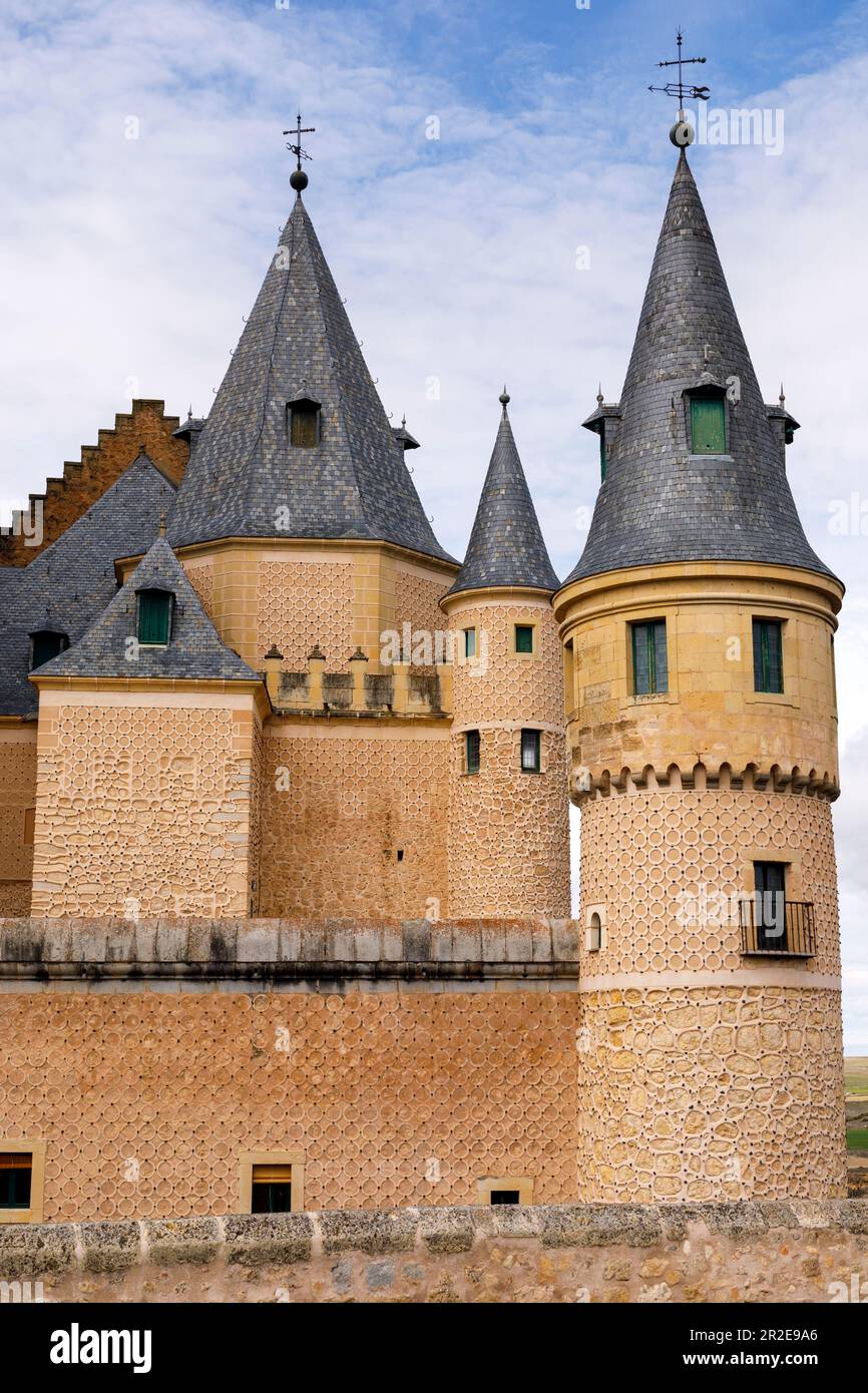 Spain, Segovia, Alcazar of Segovia "Segovia Castle" a medieval castle ...