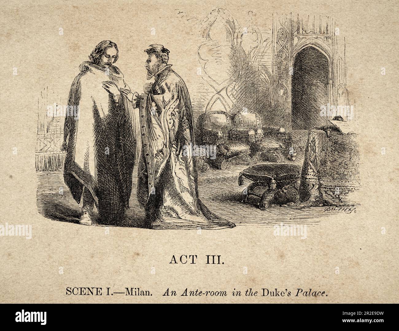 Vintage illustration Scene from The Two Gentlemen of Verona by William ...