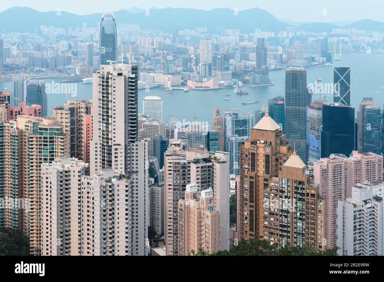 Hong Kong SAR, China - April 2023: Cityscape skyline seen from Lugard ...