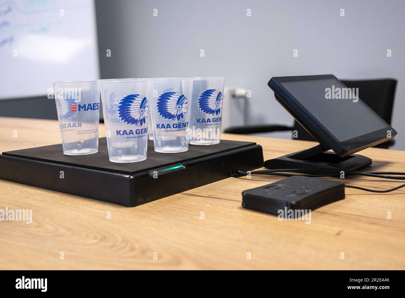 DEINZE - Smart cups on a demo device in the production area of producer ...