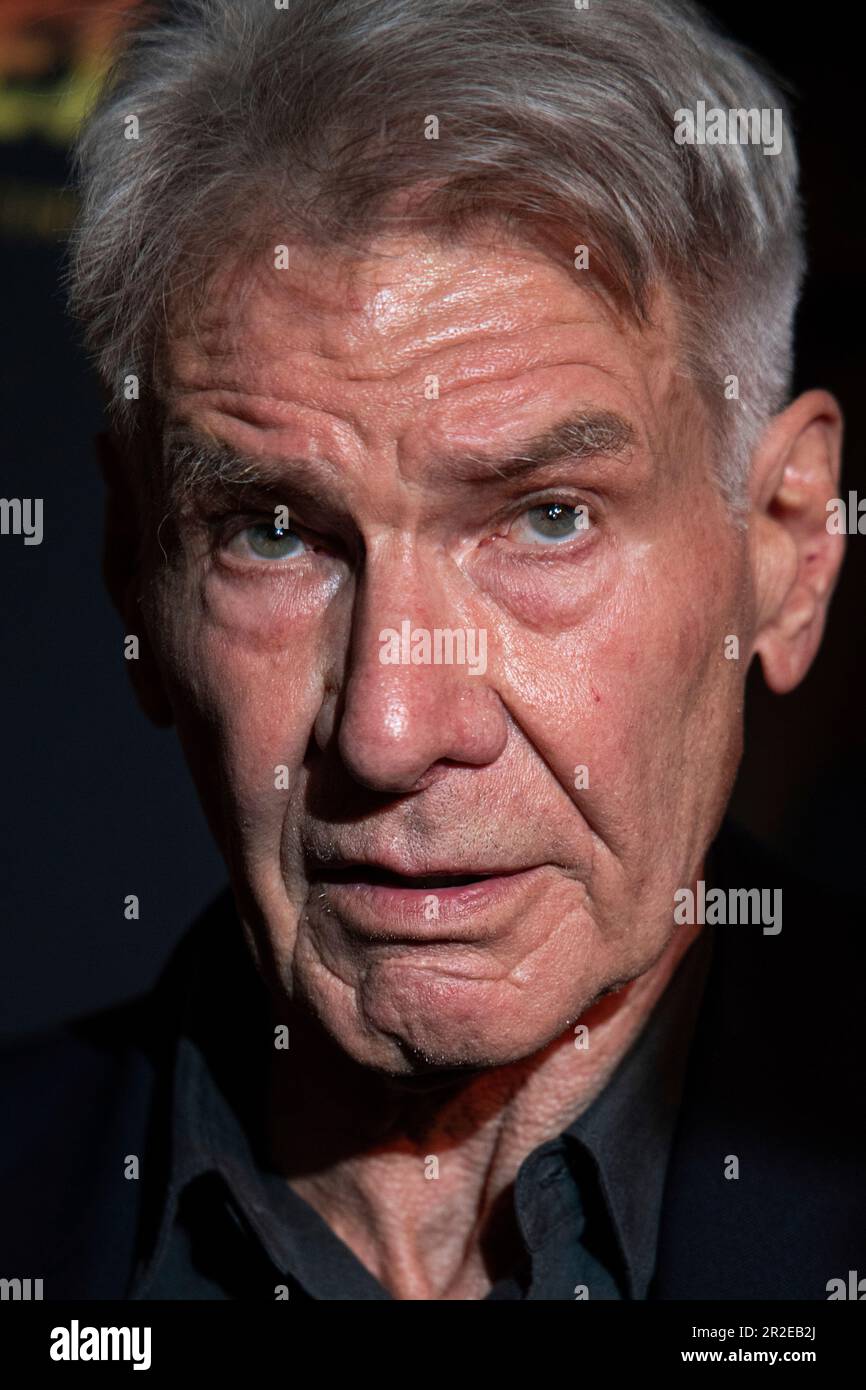 Harrison Ford is interviewed upon arrival for the 'Indiana Jones and the Dial of Destiny' party ...