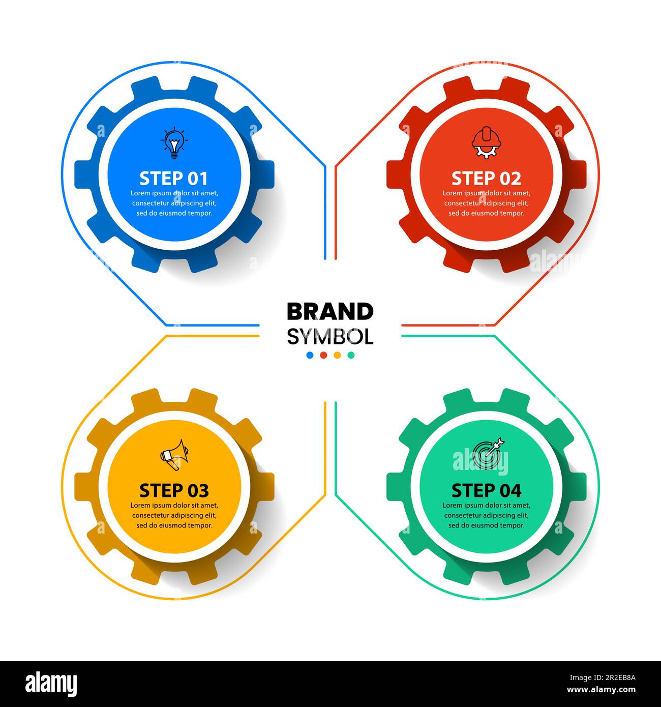 Infographic template with icons and 4 options or steps. Gears. Can be ...