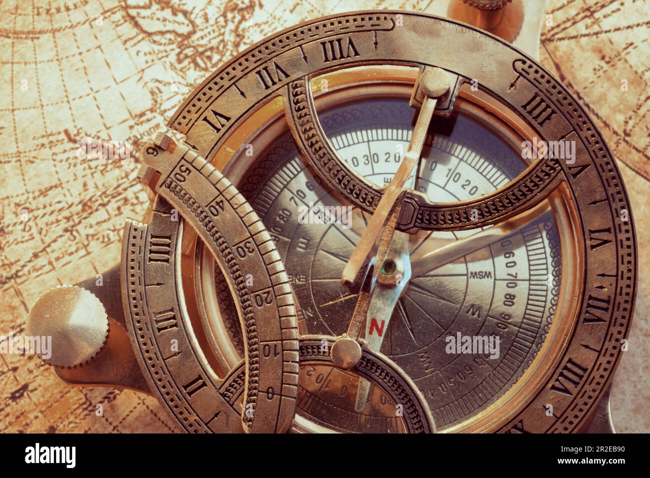 Old compass over ancient map Stock Photo - Alamy