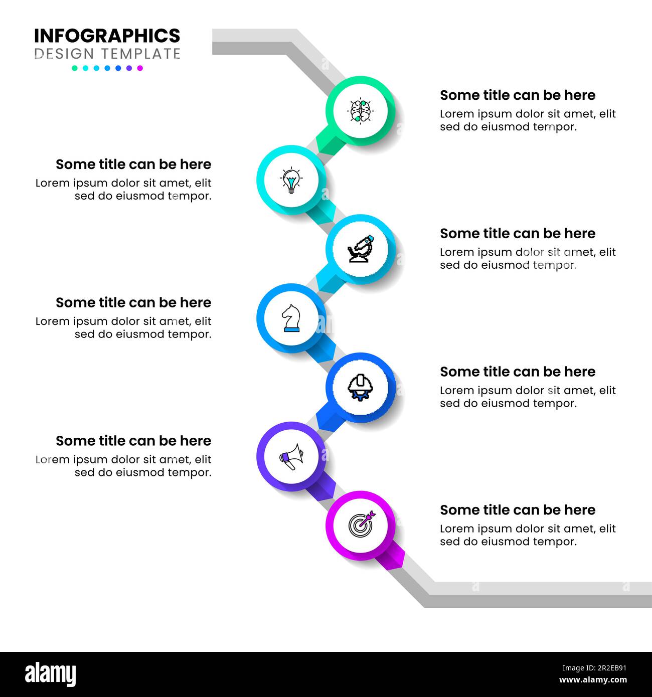 Infographic template with icons and 7 options or steps. Vertical line. Can be used for workflow ...