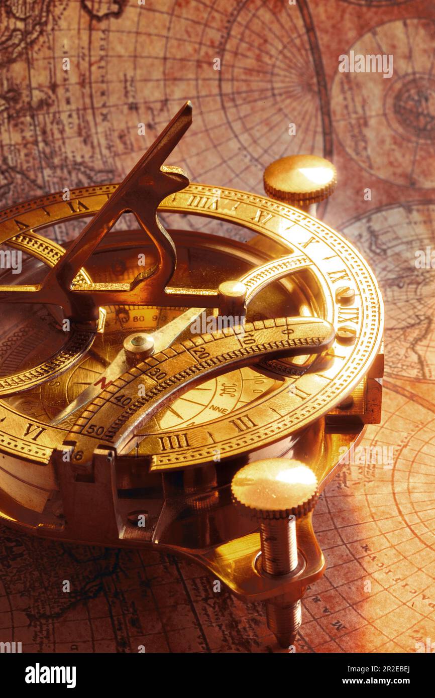 Old compass over ancient map Stock Photo - Alamy