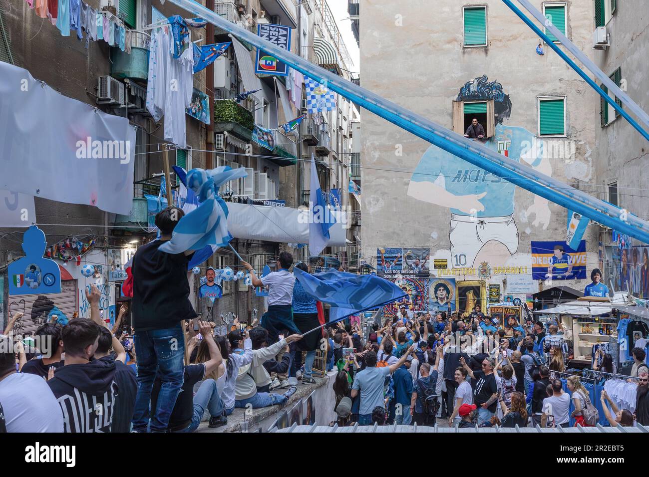 Naples, Italy - May 5, 2023: Fans of the Napoli football team celebrate ...