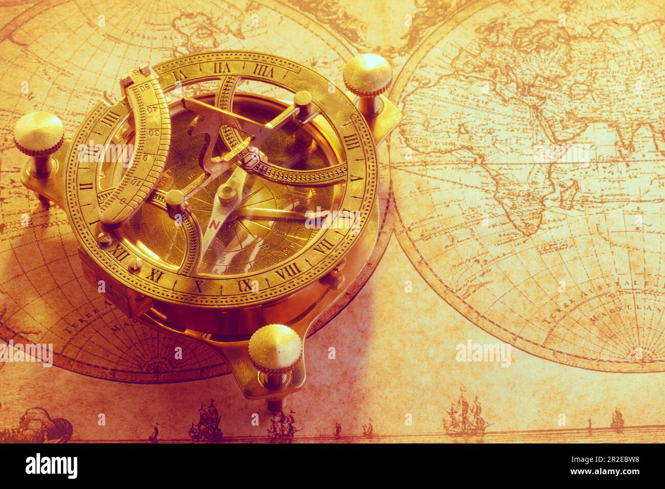 Old compass over ancient map Stock Photo - Alamy